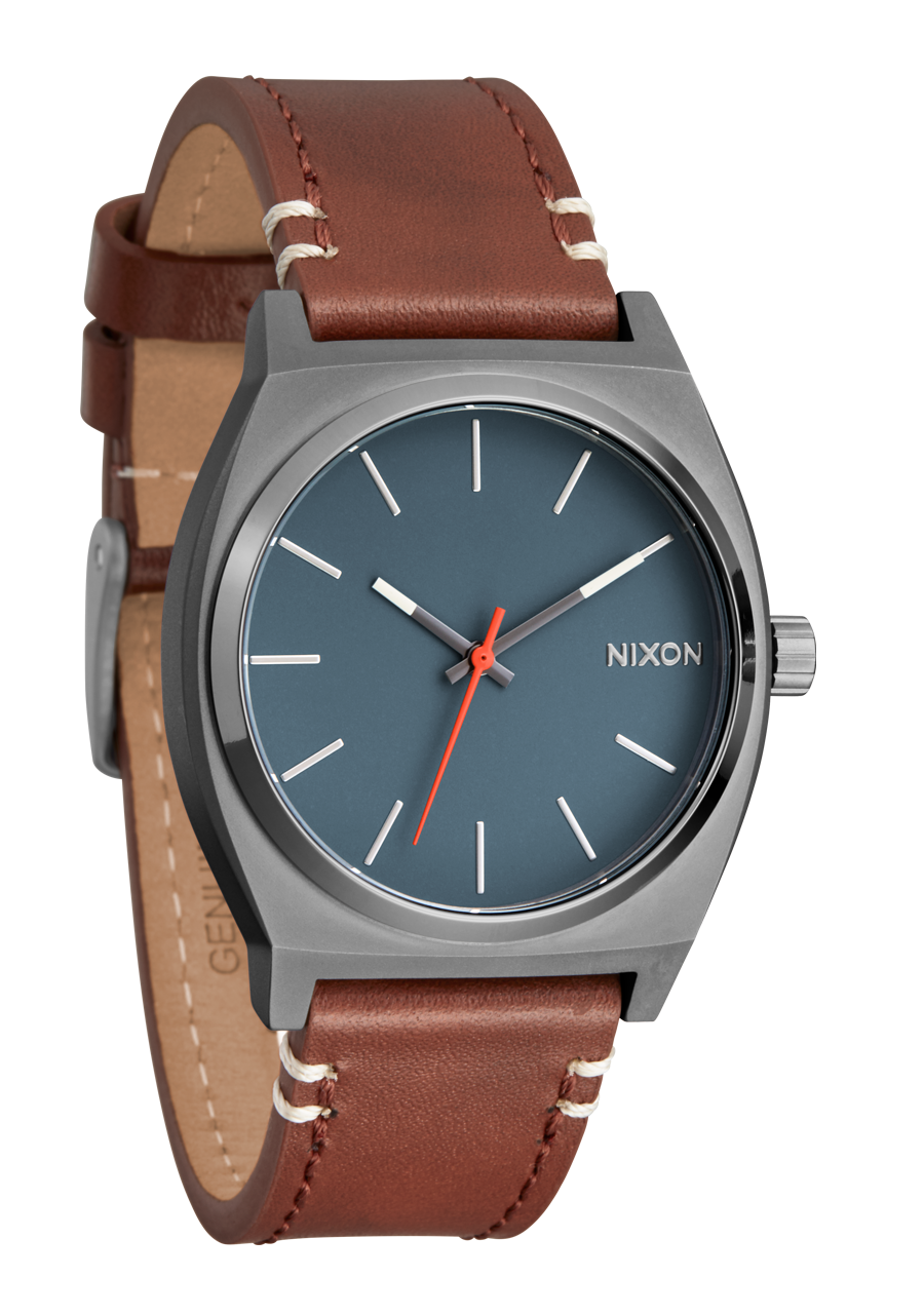 Time Teller Leather Watch | Light Gunmetal / Basalt / Sienna | Unisex ...